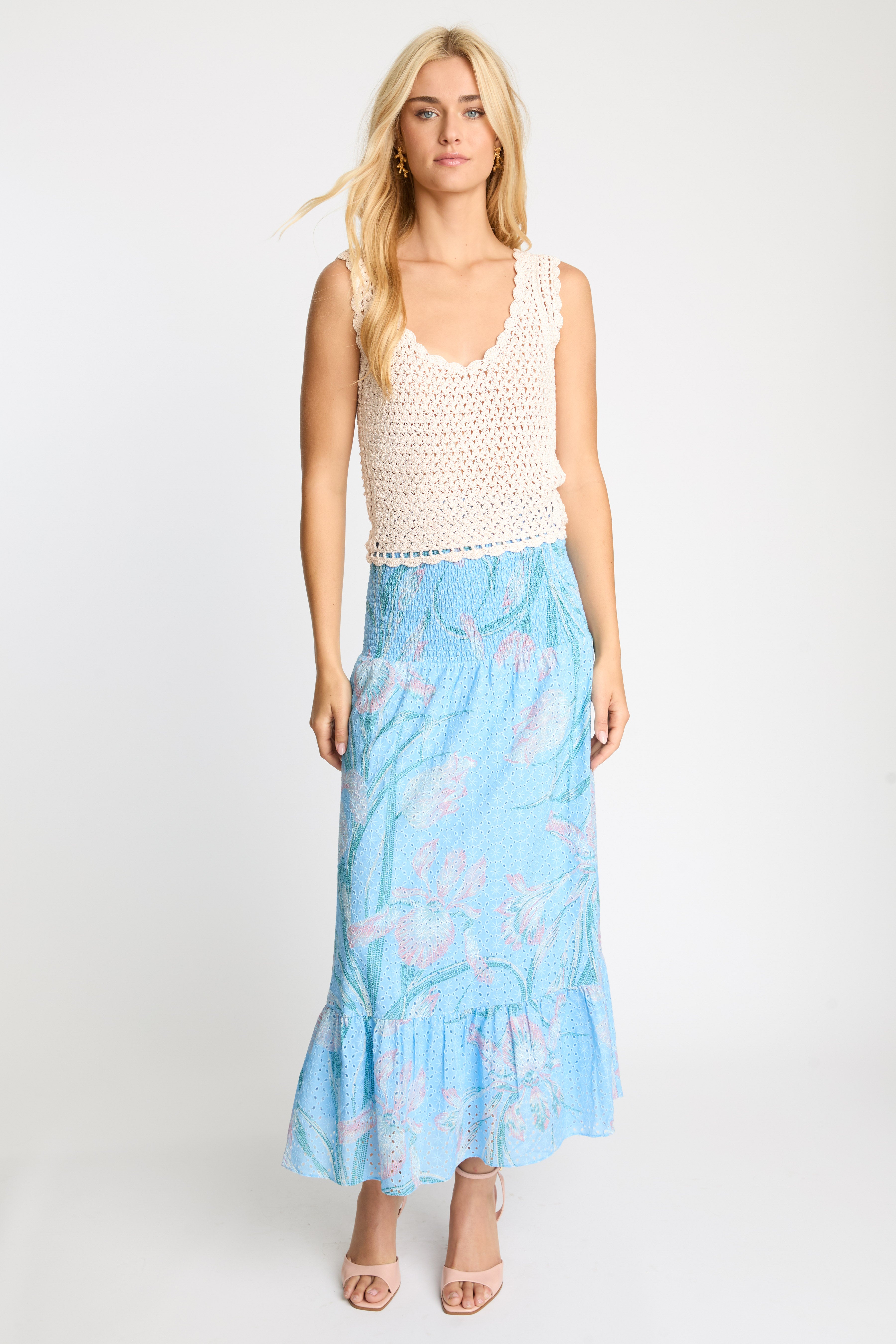 Chablis Skirt in Blue Ink & Bloom - CABALLERO COLLECTION