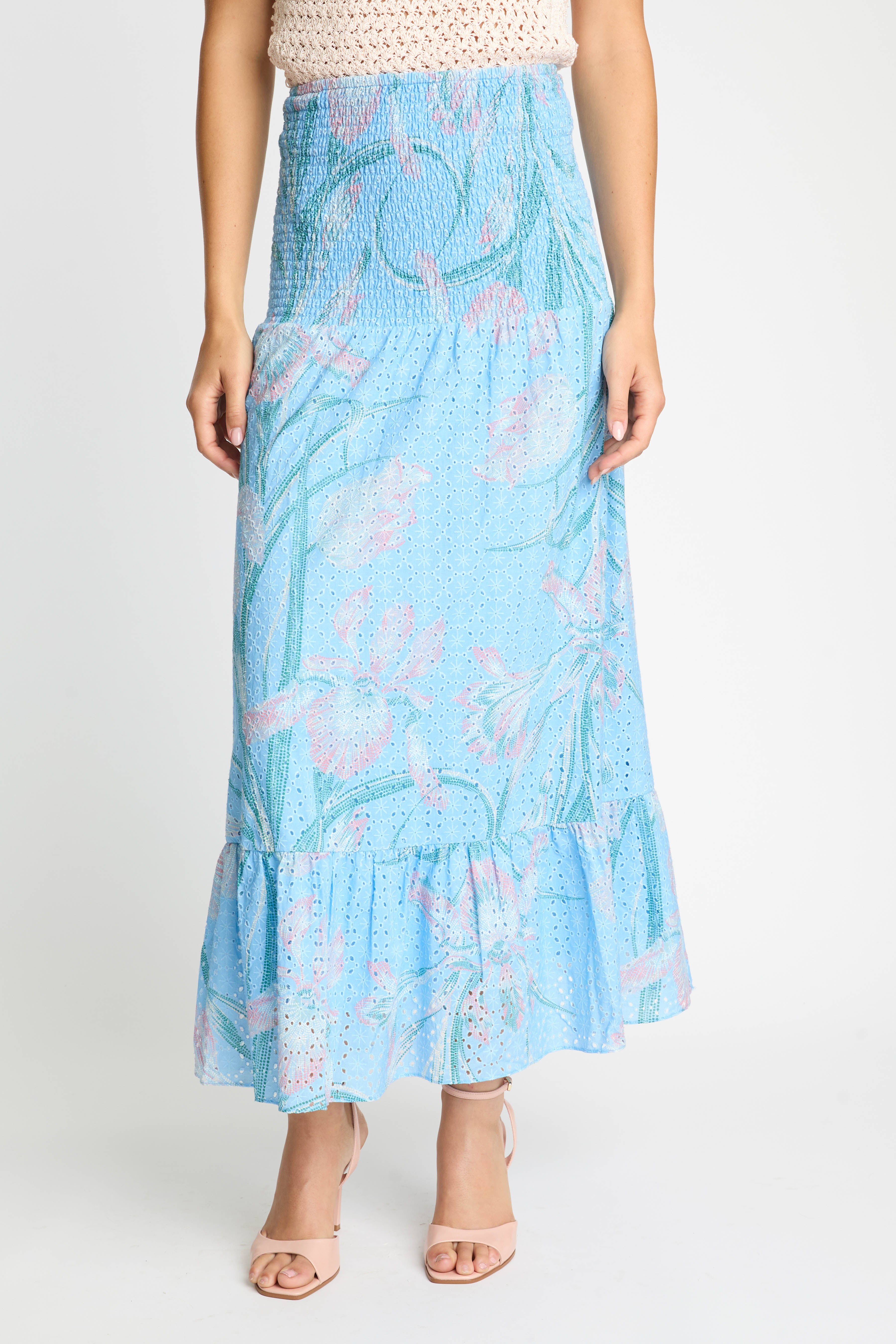 Chablis Skirt in Blue Ink & Bloom - CABALLERO COLLECTION