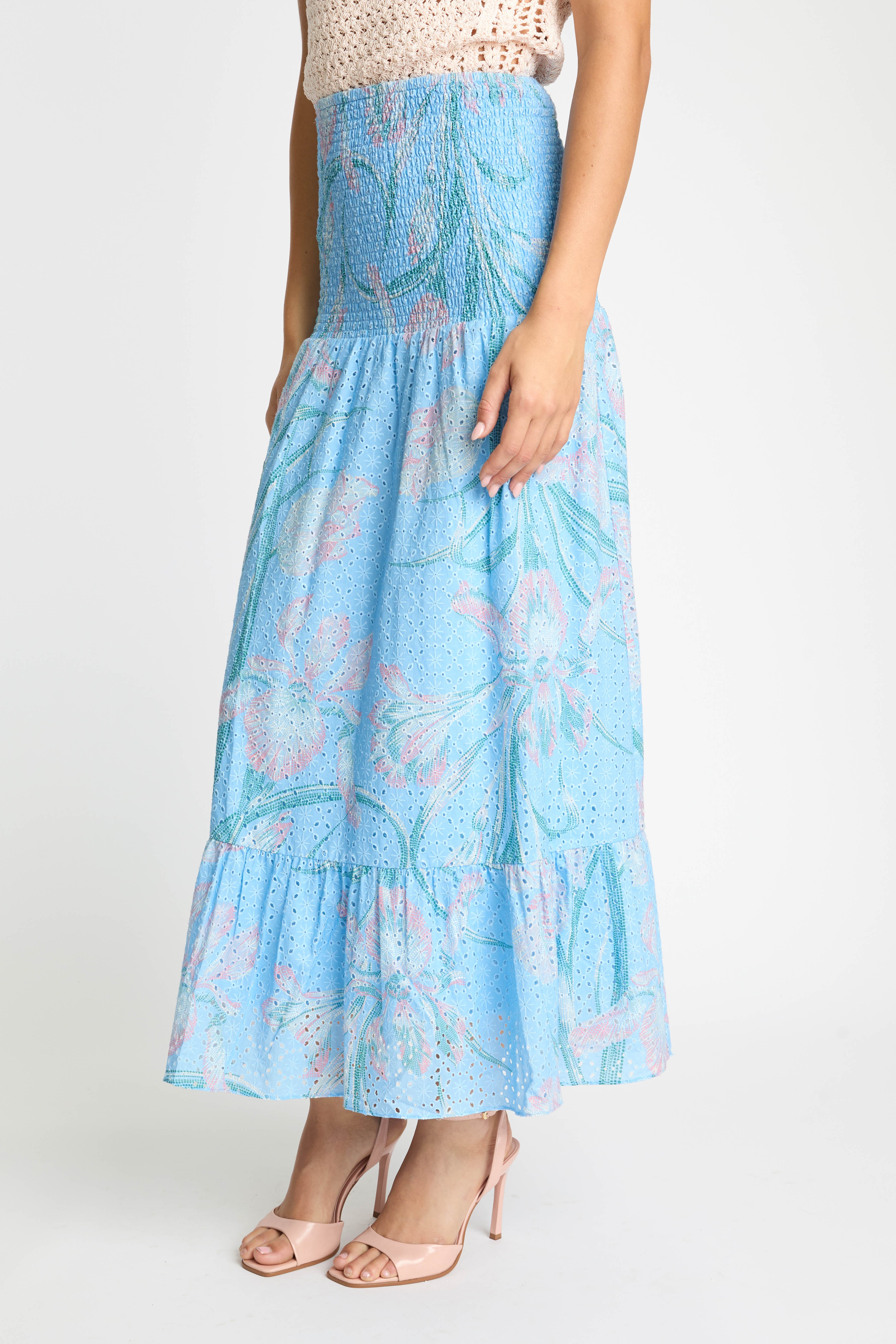 Chablis Skirt in Blue Ink & Bloom - CABALLERO COLLECTION